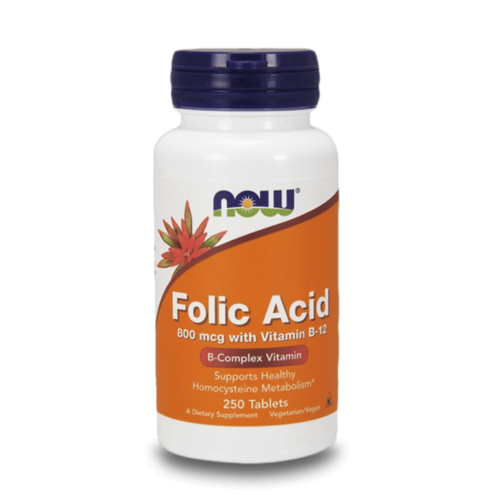 NOW Folic Acid ( витамин B-9 ) с B12 - 250табл - БИОВИТАЛ